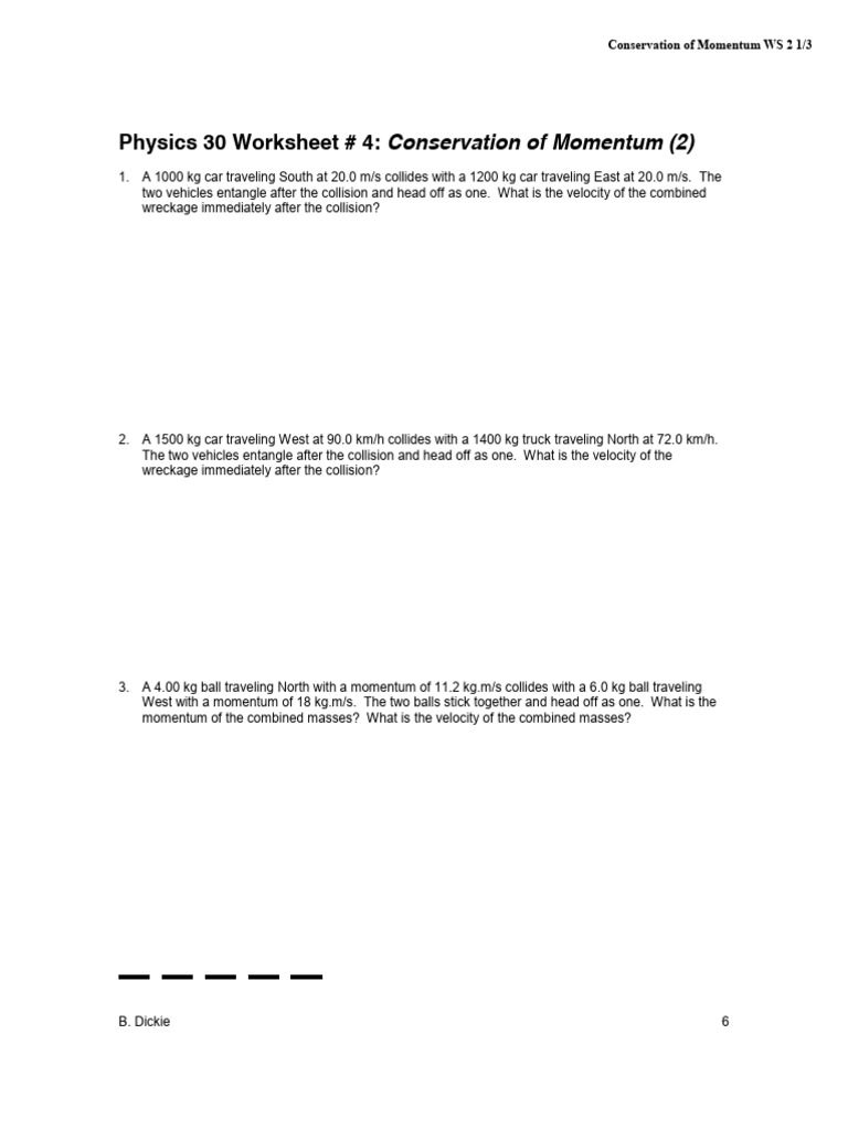 Conservation of Momentum Problems | PDF | Momentum | Collision