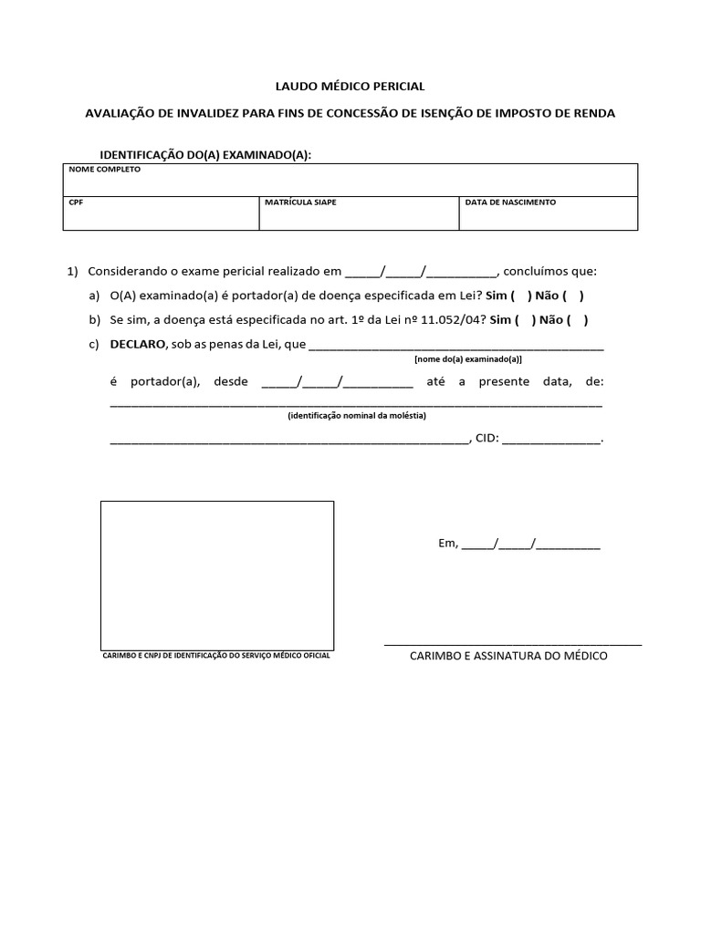 Laudo de Invalidez e Isenção IR | PDF