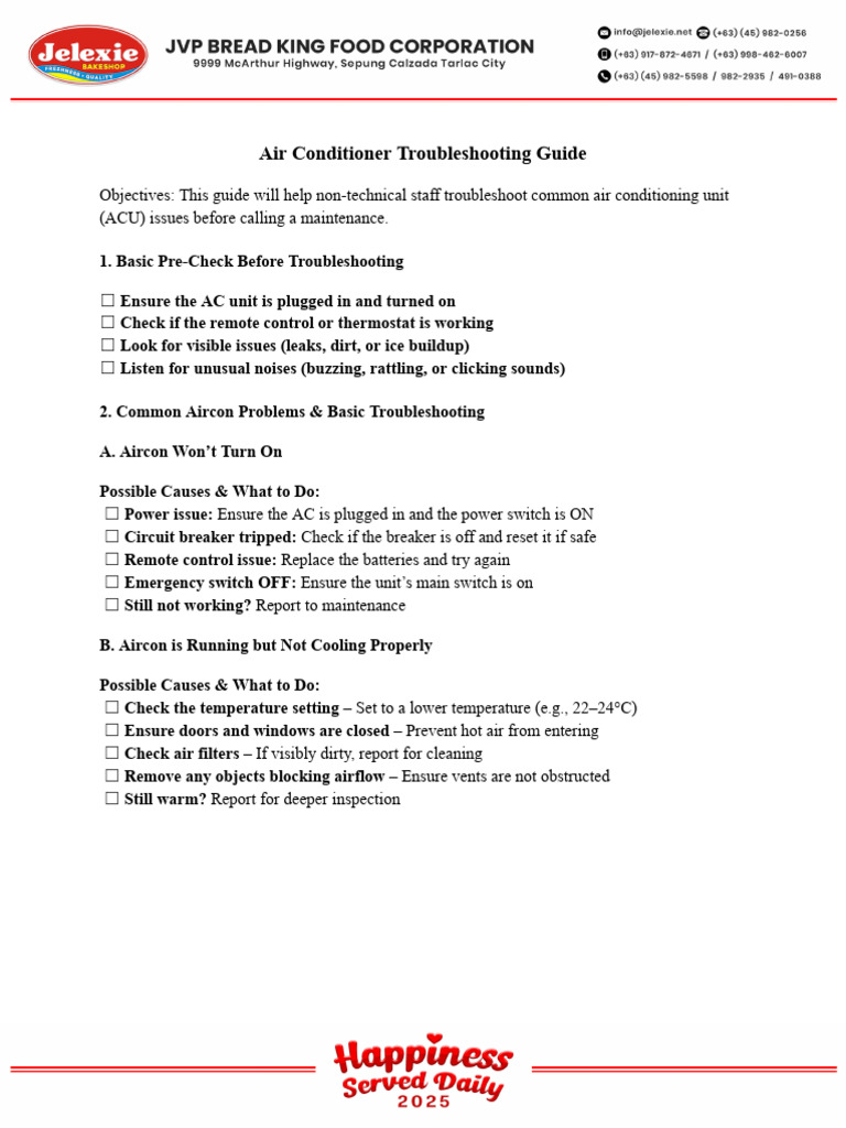 Air Conditioner Troubleshooting Guide | PDF | Air Conditioning | Home ...