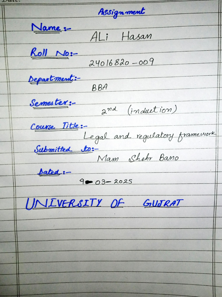 legal and regulatory frame work assignment 1 | PDF