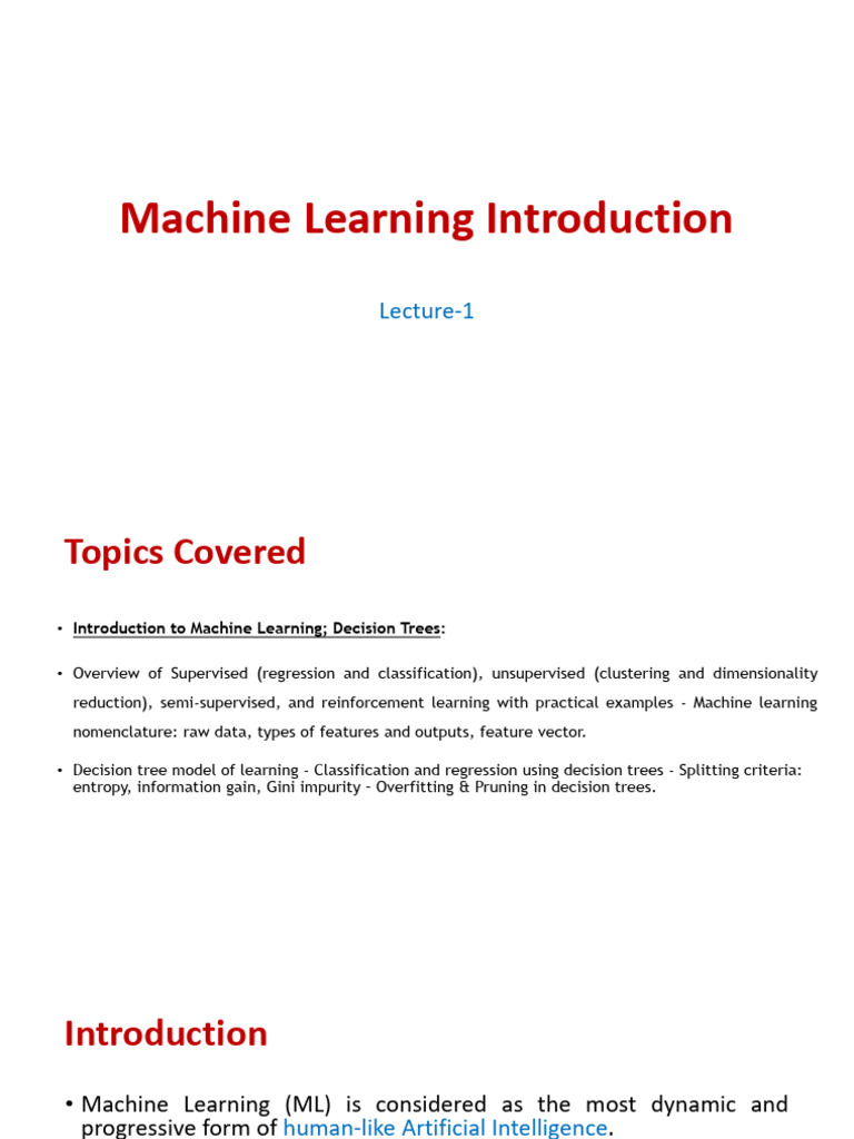 Lec-1 Introduction | PDF | Machine Learning | Cluster Analysis