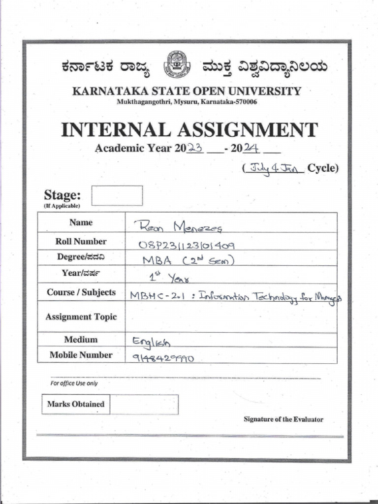 MBHC 2 1 INFORMATION TECHNOLOGY FOR MANAGERS Assignment by Reon | PDF