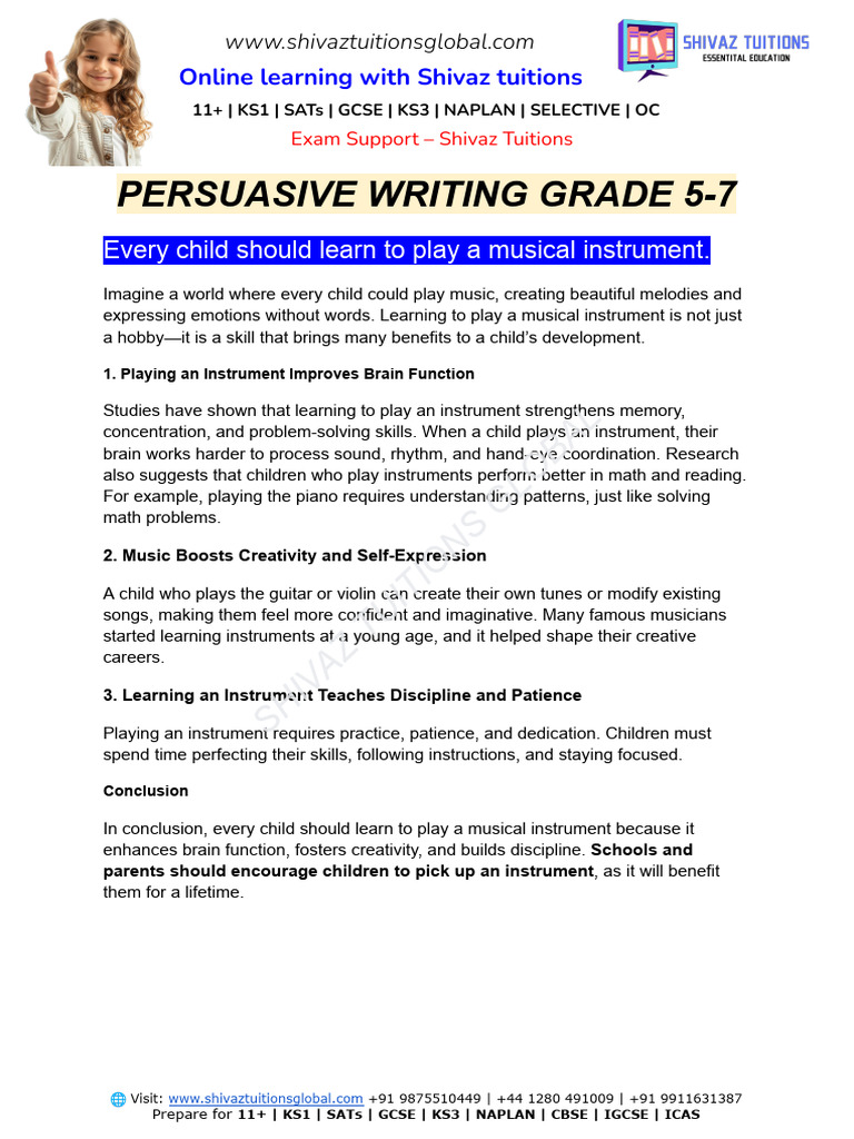 PERSUASIVE WRITING GRADE 5-7 | PDF | Meditation | Creativity