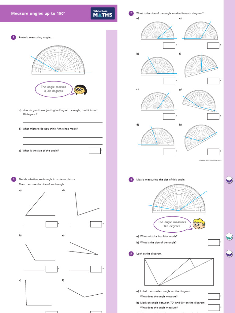Y5 Summer Block 1 WO4 Measure Angles Up To 180 Degrees 2022 | PDF ...