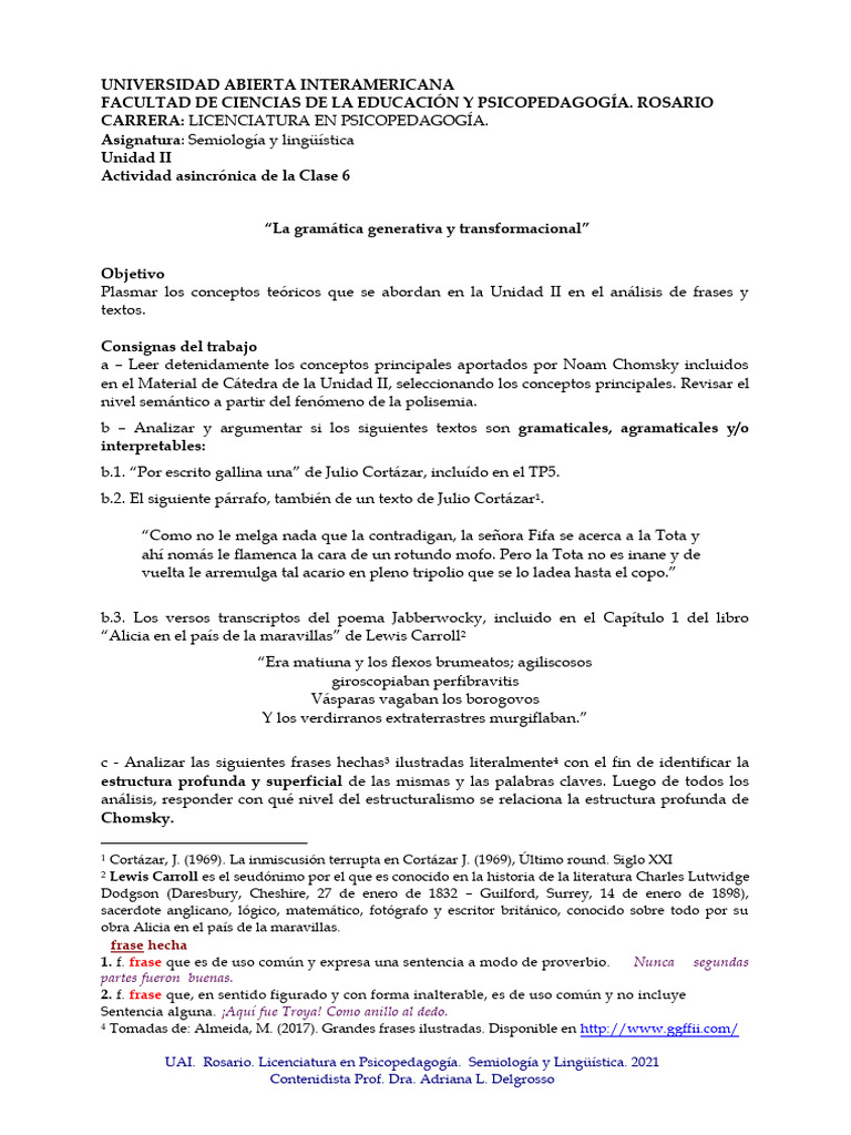Actividad Asincrónica 6. Gramatica Generativa. Chomsky | PDF | Lewis ...