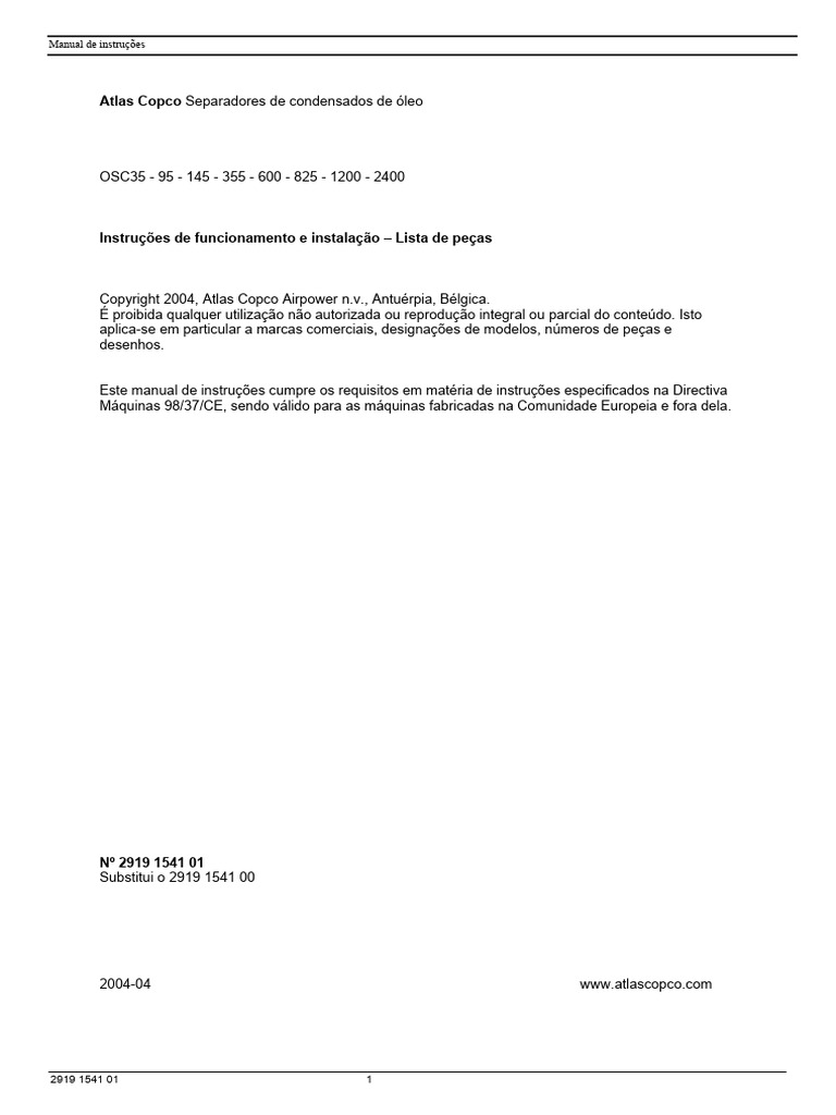 Manual Instruções OSC 35-2400 | PDF | Engenharia Mecânica | Física ...