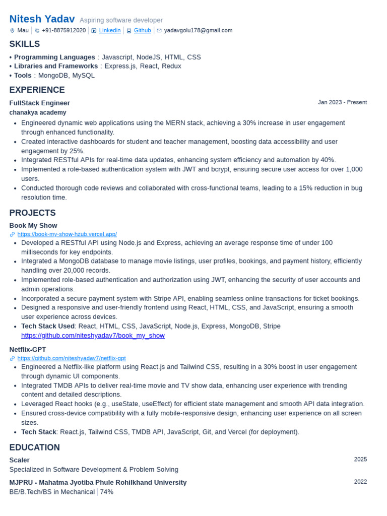 Software Developer Resume | PDF | Java Script | Computing