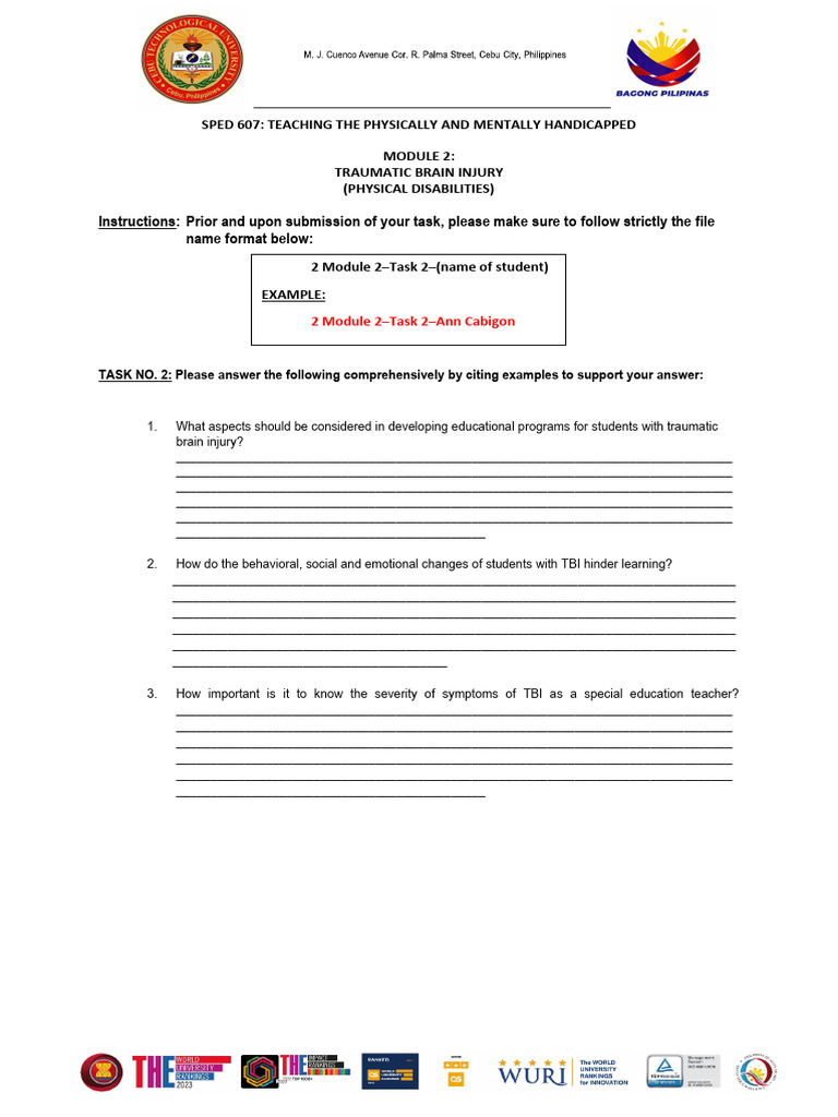 2 Module 2-TASK 2-TRAUMATIC BRAIN INJURY (Physical Disabilities) | PDF | Traumatic Brain Injury ...