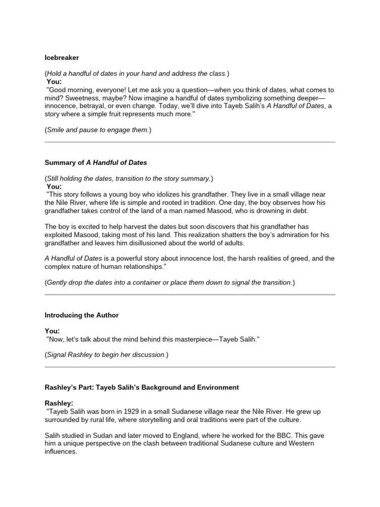 Handful of Dates - Tayeb Salih | PDF