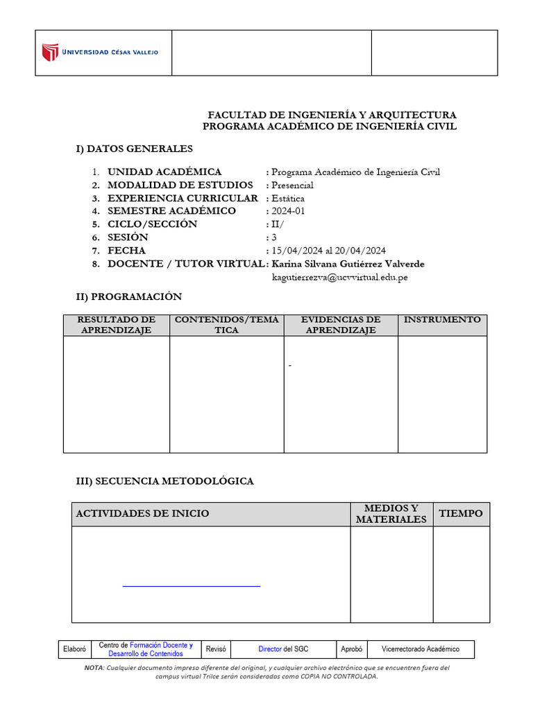 F14D-PP-PR-01.04 DISEÑO DE SESIÓN DE APRENDIZAJE V12 - S03 | PDF | Universidad | Diseño