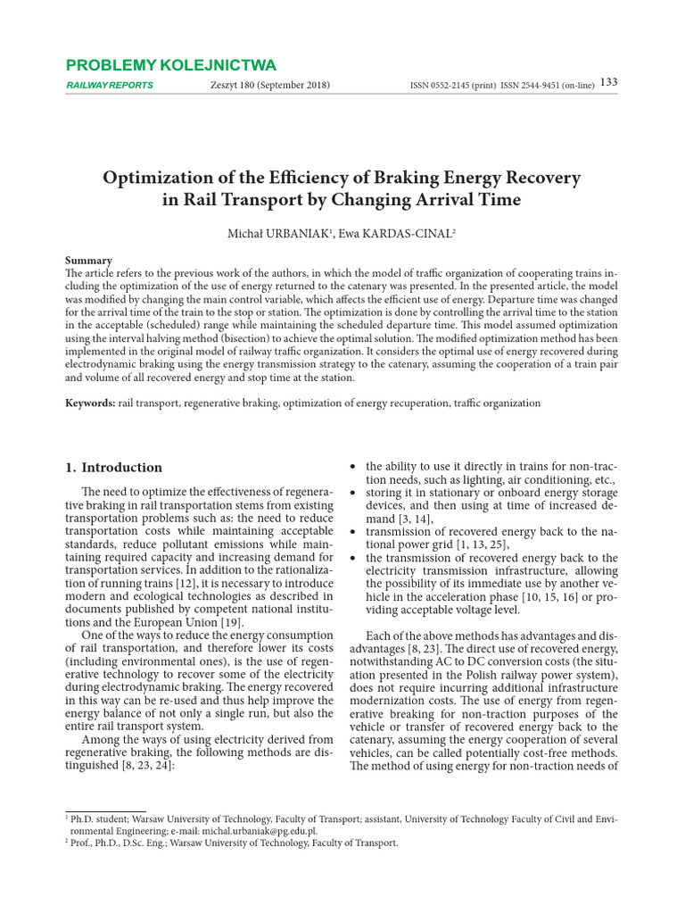 Optimizing Energy Recovery in Rail Transport | PDF | Electric Power Transmission | Rail Transport