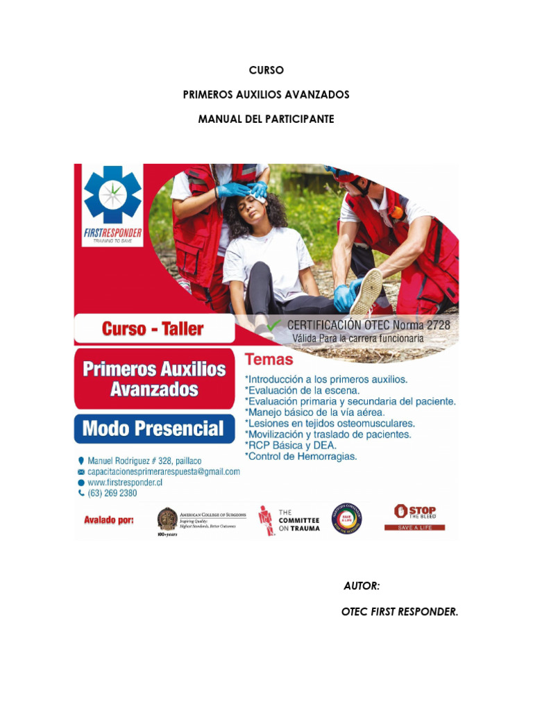 Manual Primeros Auxilios First Responder | PDF | Quemar | Primeros auxilios