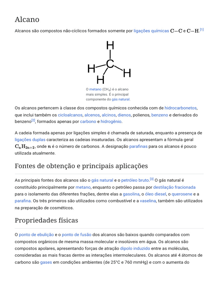 Alcano - Wikipédia, A Enciclopédia Livre | PDF | Alcano | Substancias ...