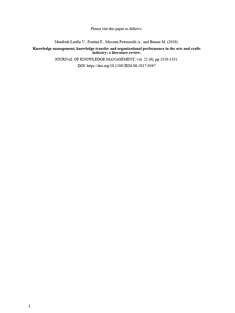 Knowledge Management in Arts & Crafts | PDF