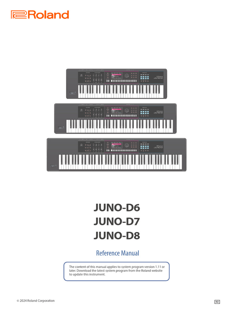JUNO-D6 D7 D8 Reference Eng02 W | PDF | Sound Production | Electronics
