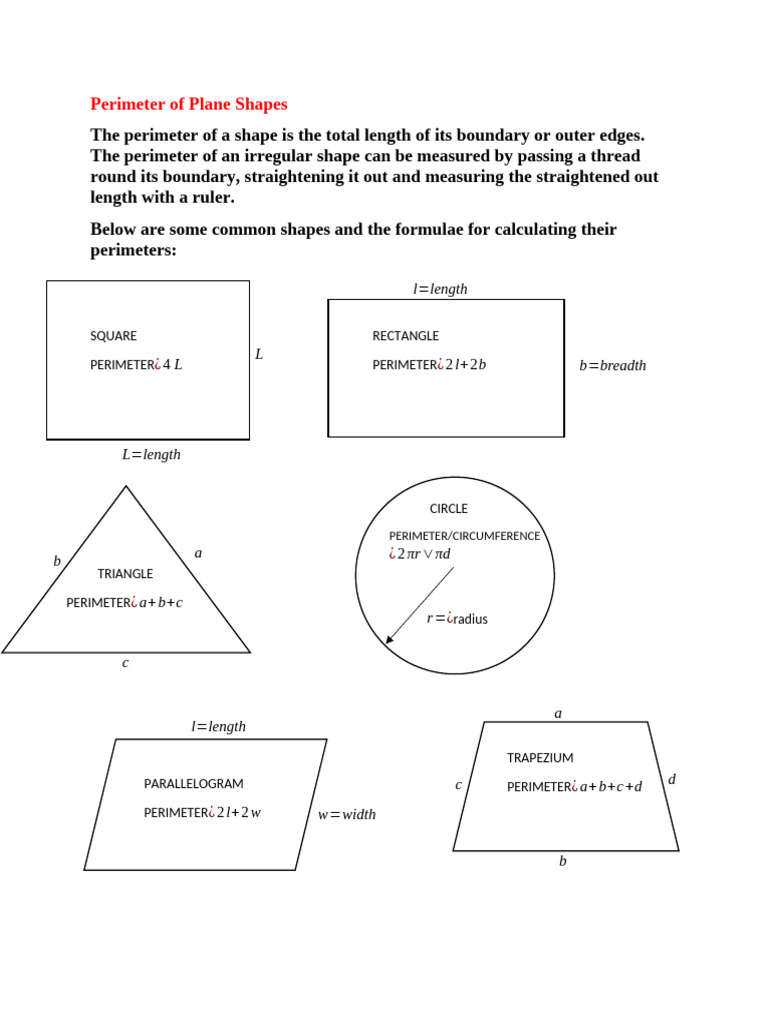PerimeterAND AREA of Plane Shapes JS1 WK4&5 HSS | PDF | Area | Length