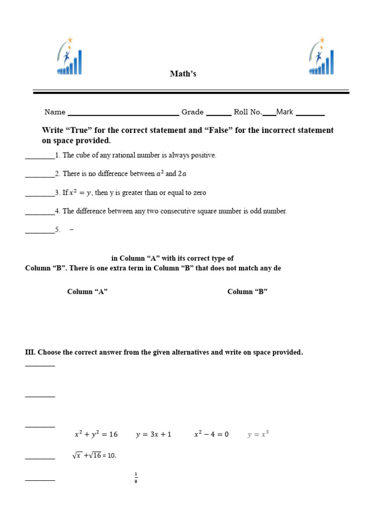 Grade 8 Test 2 | PDF