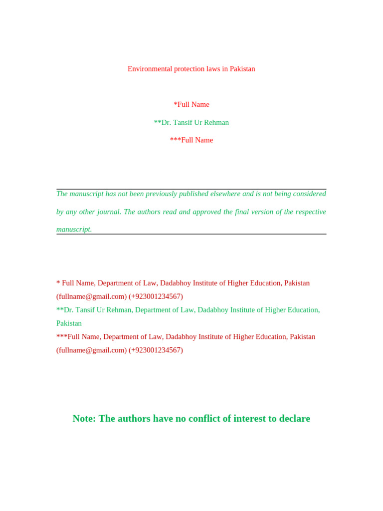 Manuscript Sample | PDF | Environmental Protection | Habitat Destruction