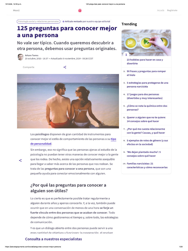 125 preguntas para conocer mejor a una persona | PDF