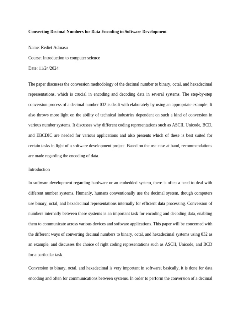 Converting Decimal Numbers | PDF | Character Encoding | Binary Coded Decimal