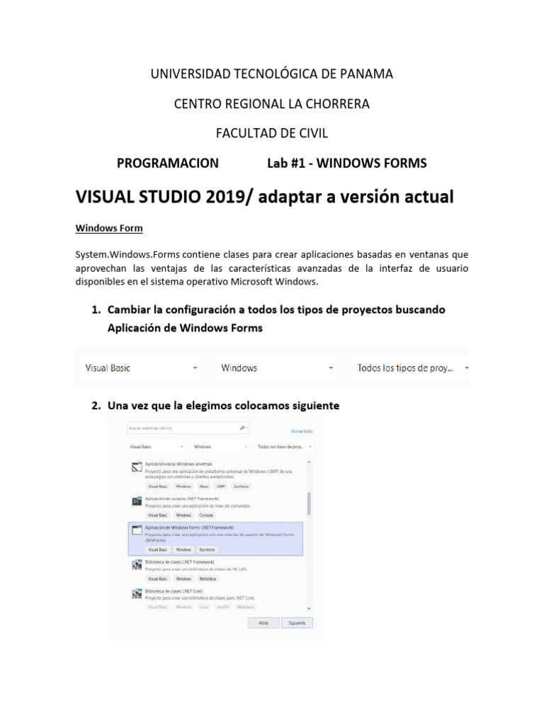Lab - Taller #1 Visual Studio 2019 | PDF | Microsoft Windows | Botón (Computación)