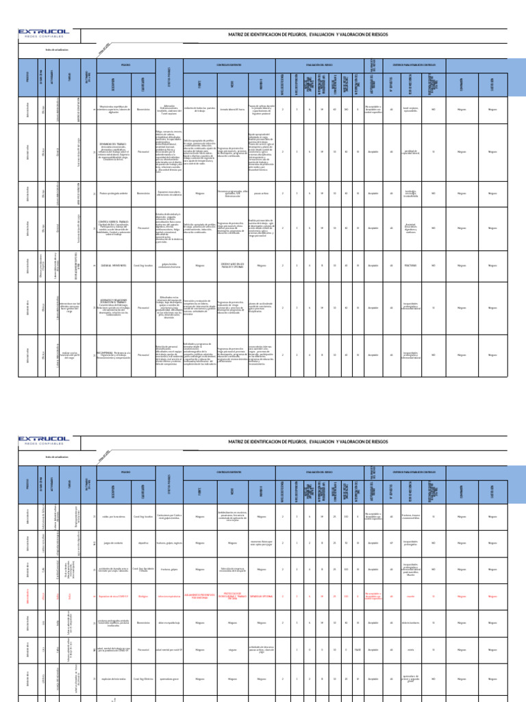 5. SC12F01 Matriz de identificacion de peligros y riesgos (1) | PDF ...
