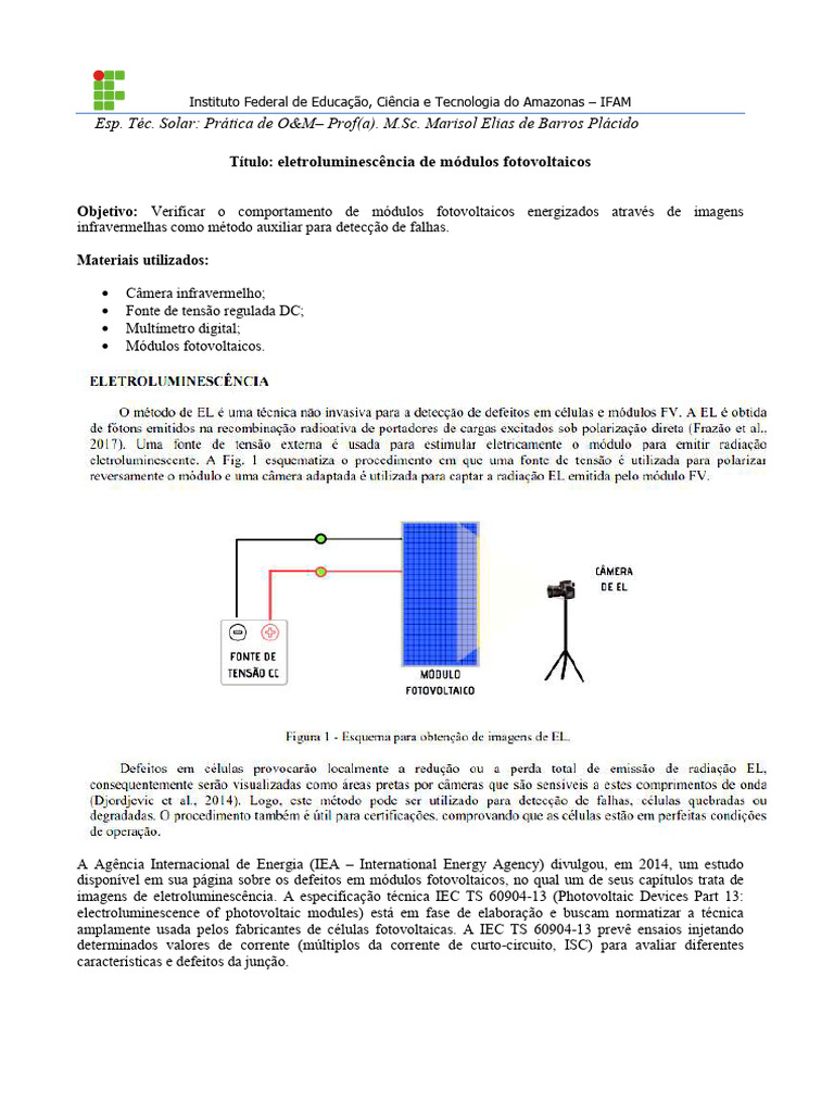 Eletroluminescência em Módulos Fotovoltaicos | PDF