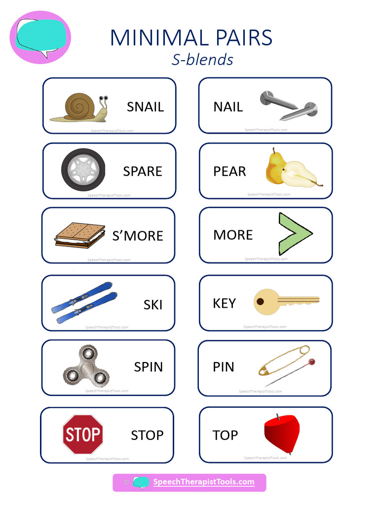Min Pairs S - Blends | PDF