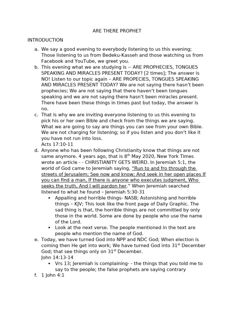 ARE THERE PROPHET | PDF | Prophet | Jeremiah