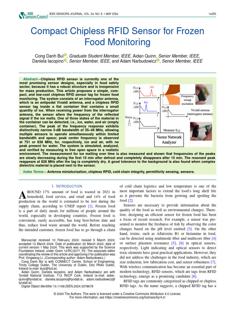 Compact Chipless RFID Sensor For Frozen Food Monitoring | PDF | Antenna (Radio) | Radio ...