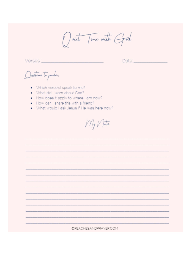 Quiet Time Notes Printable | PDF | New Testament Content | Jesus