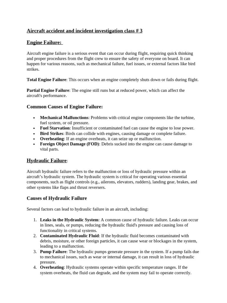 Aircraft Accident Investigation: Key Failures | PDF | Turbine Engine ...