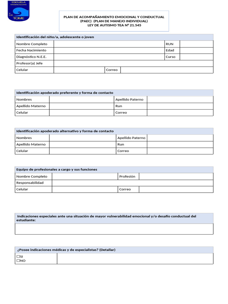 1.-Modelo PAEC Actualizado | PDF | Autismo | Sicología