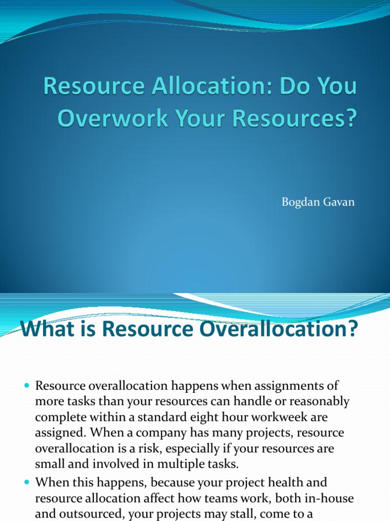 Resource Allocation | PDF | Project Manager | Project Management
