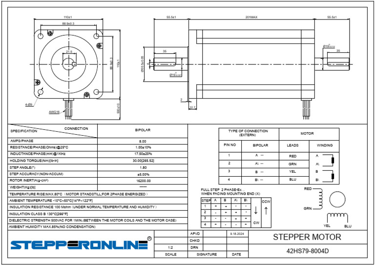Stepper Motor Specifications and Details | PDF | Electric Motor ...