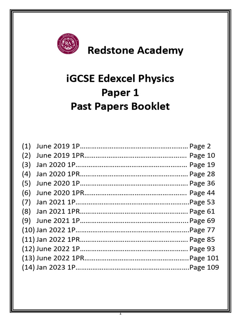 Physics Paper 1 | PDF