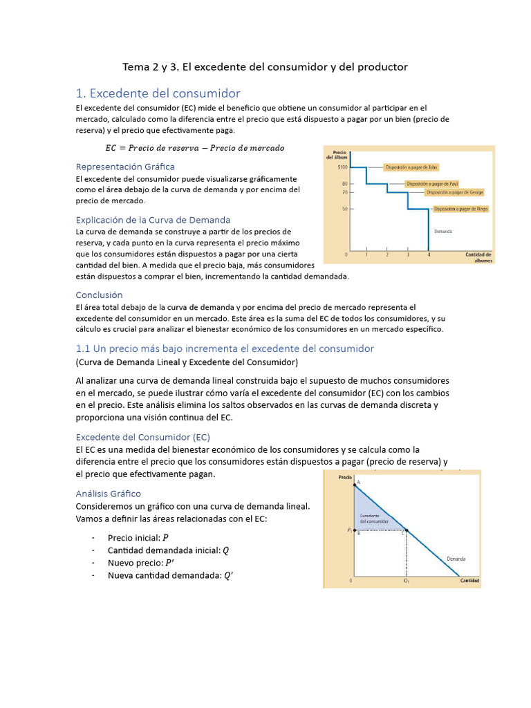 El Excedente Del Consumidor y Del Productor | PDF | Excedente económico ...
