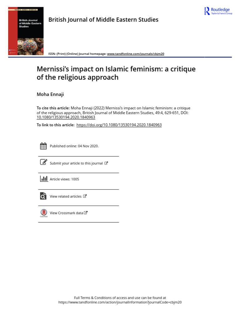 Mernissi s impact on Islamic feminism a critique of the religious approach | PDF | Feminism ...
