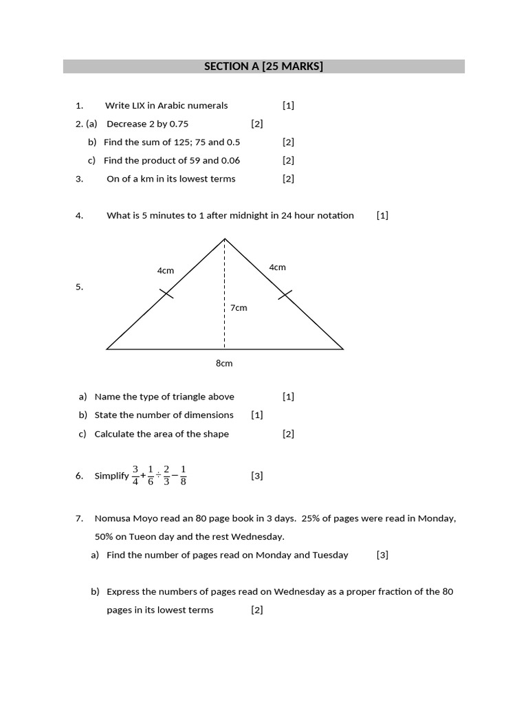 Grade 7 Maths Paper 2 2018 | PDF | Mathematics | Elementary Geometry