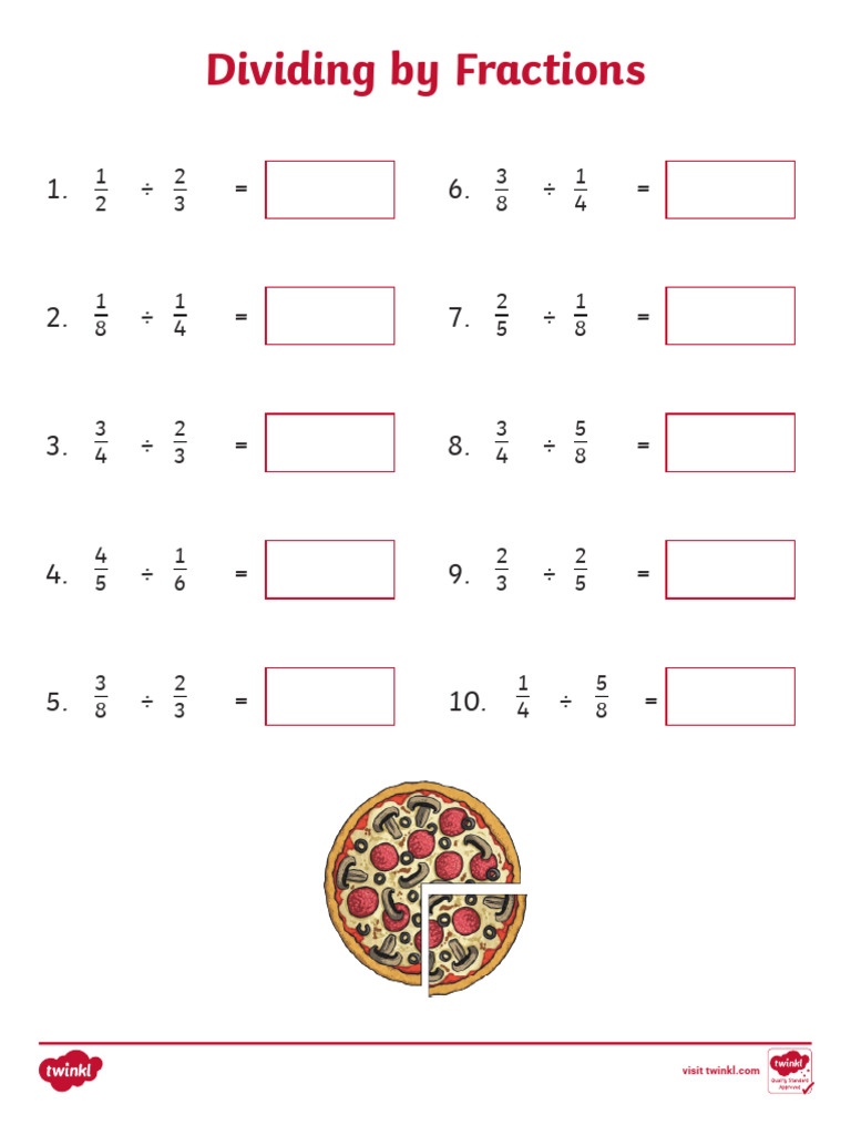 Dividing Fractions Practice Worksheet | PDF