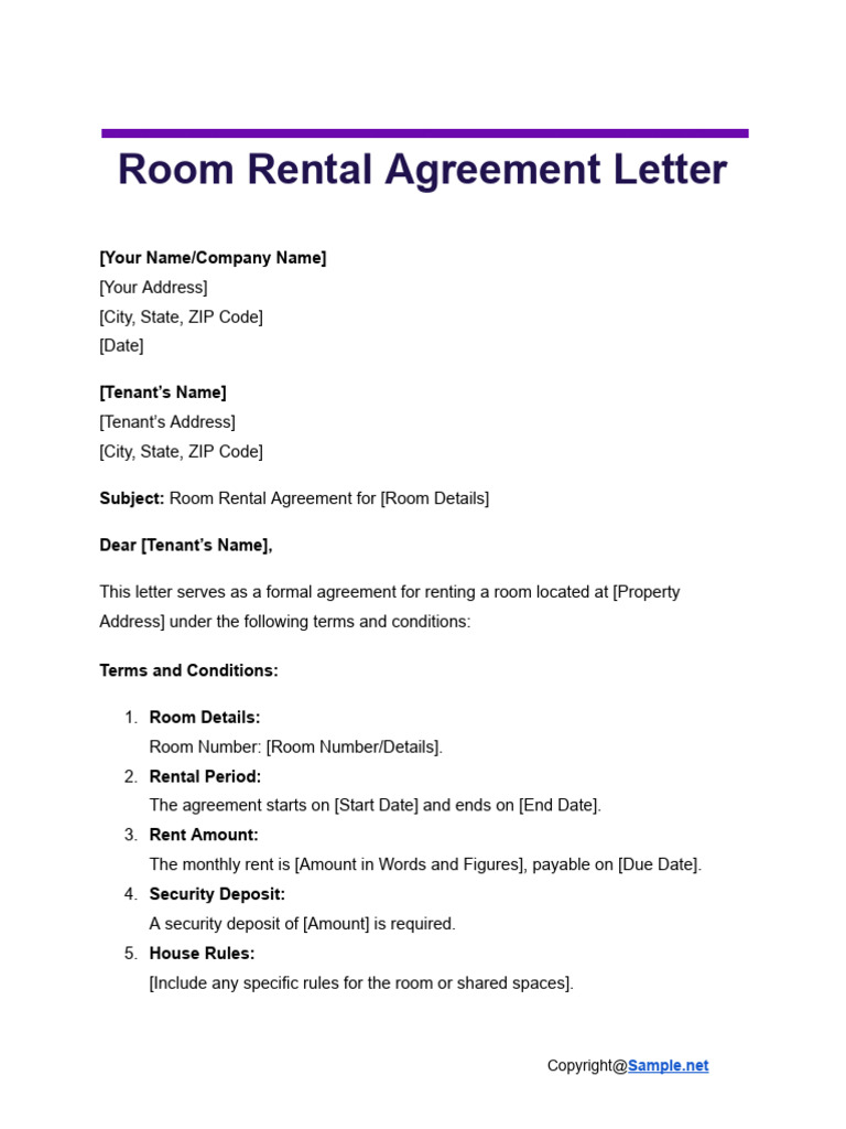Room Rental Agreement Template | PDF