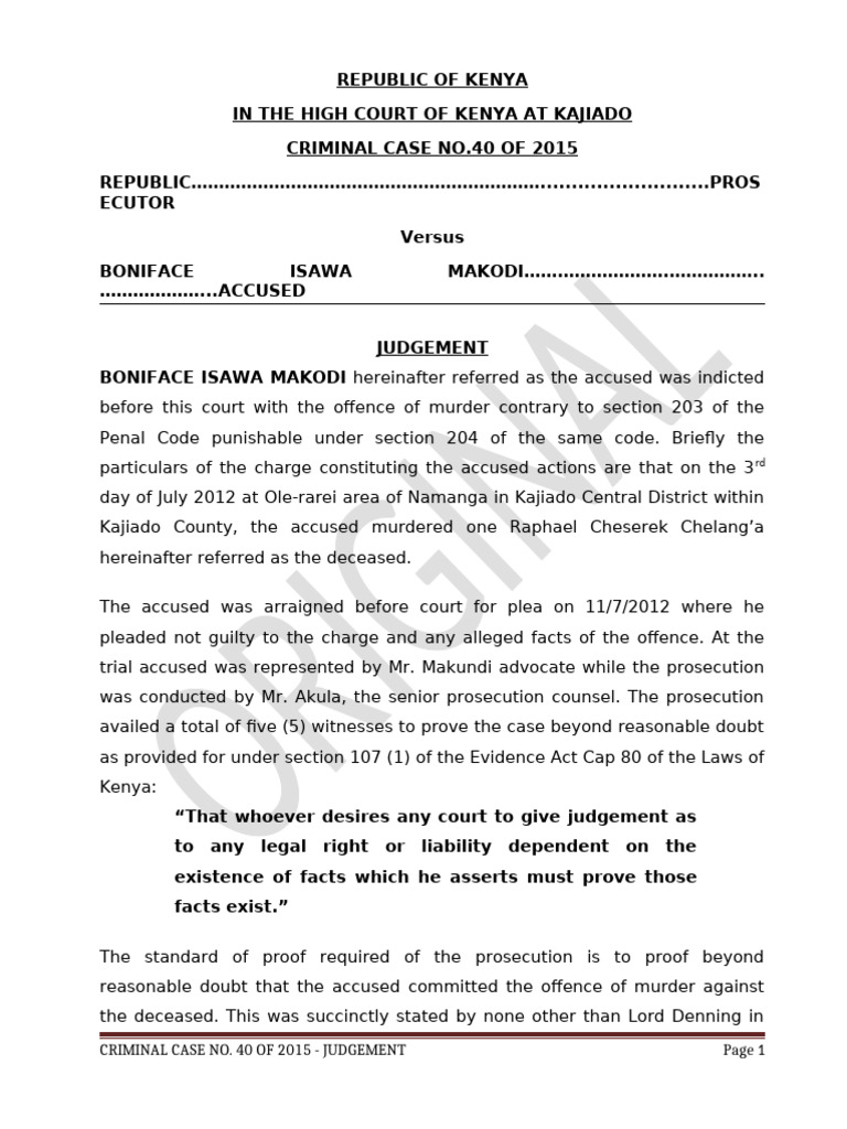Criminal Case No.40 of 2015 | PDF | Burden Of Proof (Law ...