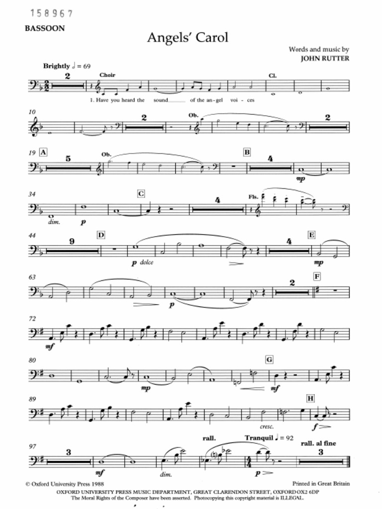 Rutter Angels Carol Fagott | PDF