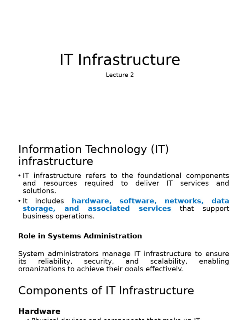 Lecture 2 IT Infrastructure | PDF | Cloud Computing | Computer Network
