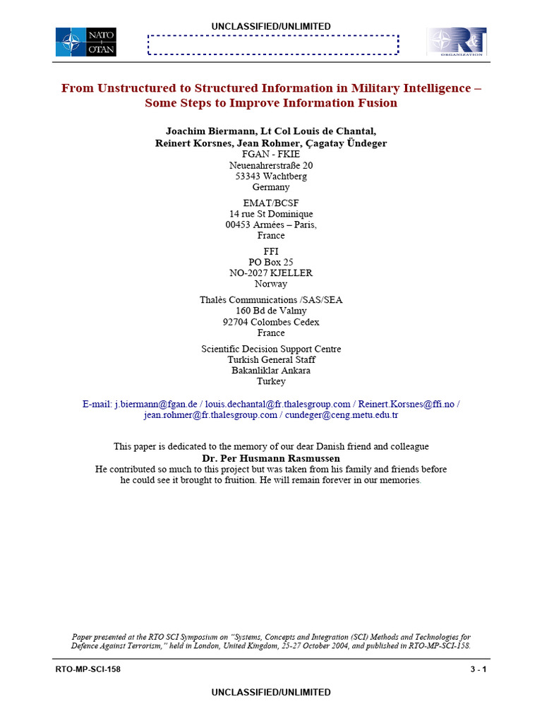 Military Intelligence Information Fusion | PDF | Knowledge ...
