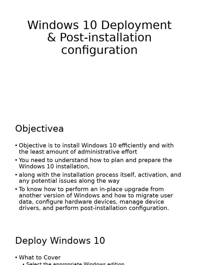 Windows 10 Deployment & Post-Installation Configuration | PDF | Windows 10 | 64 Bit Computing