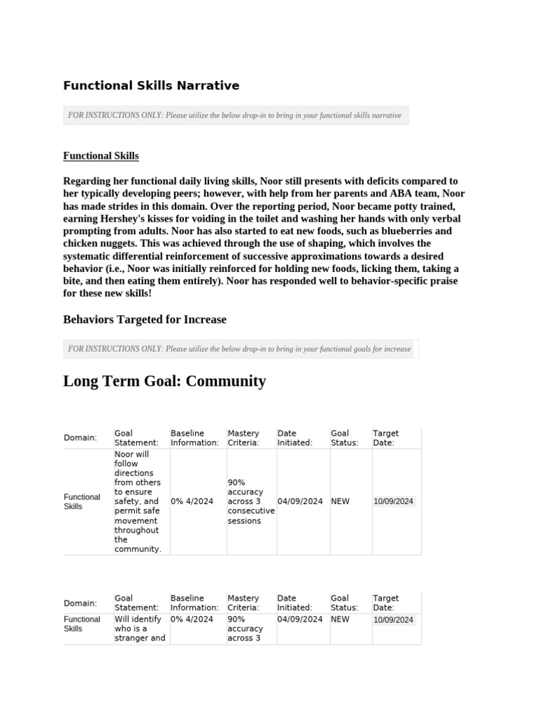 Functional Skills Narrative | PDF | Psychological Concepts | Psychology