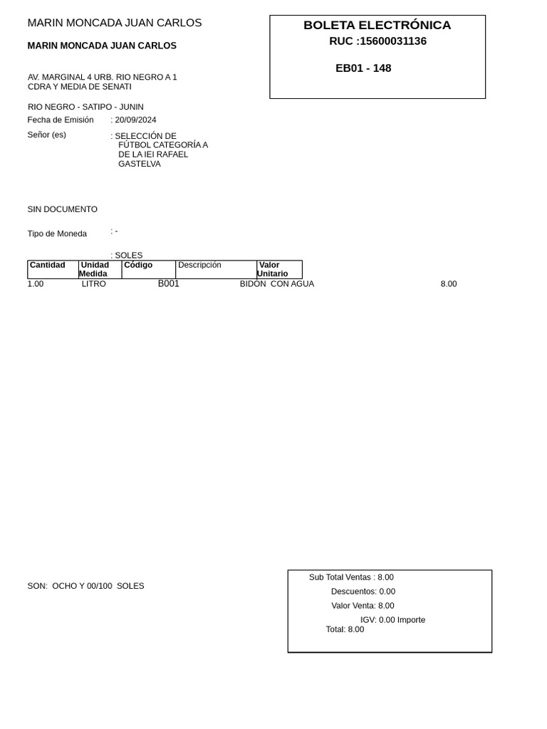 Boleta 15600031136 EB01 148 | PDF