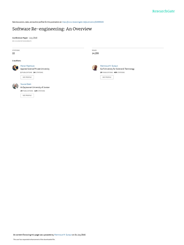 Software Rengineering Overview | PDF | System | Engineering