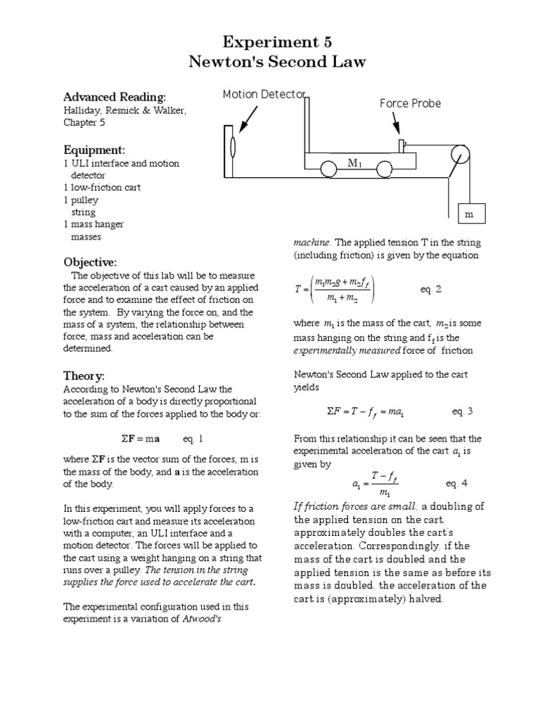 Acceleration of A Laboratory Cart | PDF | Tension (Physics) | Force